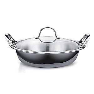 Cooks Standard Multi-Ply Clad Stainless Steel Tagine with 2 Handle and Extra Glass Lid, 4.5-Quart