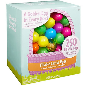 Party City Multi-Colored Fillable Plastic Easter Eggs with Hinge, 500 Bulk Count - Blue, Green, Orange, Pink, Purple, Yellow & Metallic Gold Colorful Eggs for Filling with Treats, Candy & Gifts