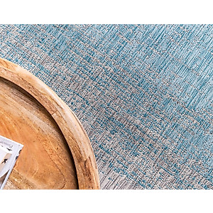 Unique Loom Outdoor Modern Collection Area Rug - Ombre (5' 3" x 8' Rectangle, Aqua/ Ivory)