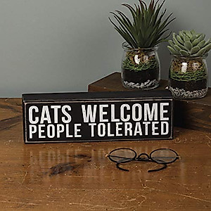 Primitives by Kathy 35175 Classic Box Sign, Cats Welcome