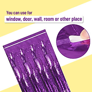 Mr. Pen- Metallic Foil Curtains, Purple Backdrop, 3.3 x 8.3ft, Purple Tinsel Backdrop, Foil Fringe Curtains Party Decorations, Tinsel Curtain Backdrop, Foil Curtain Backdrop, Birthday Door Decoration