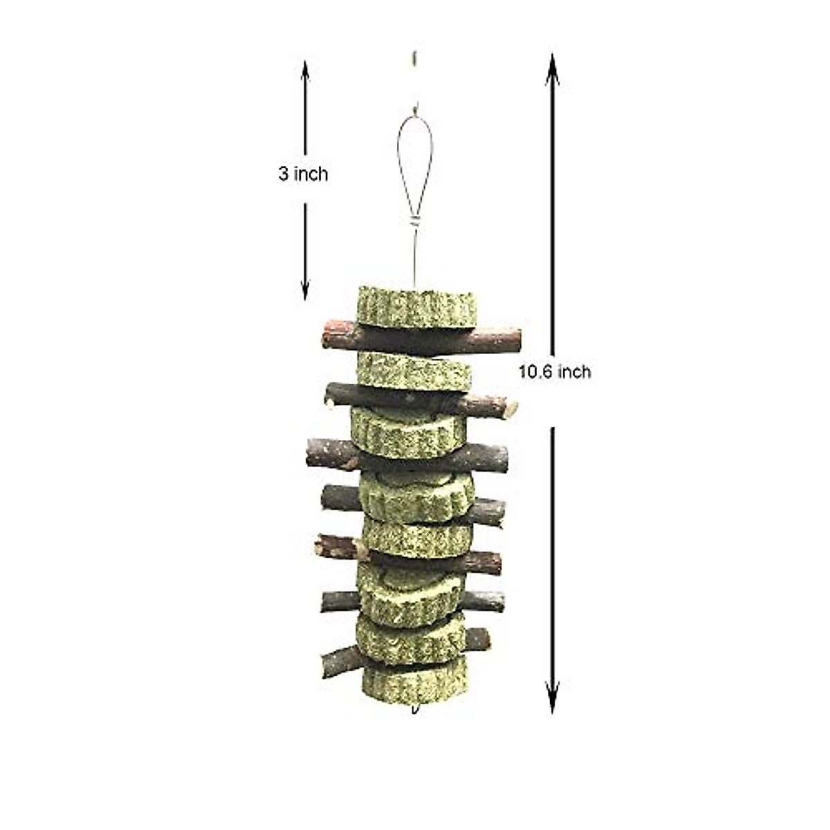 Shelltech Rabbit Chew Toys, Apple Twigs with Timothy Cakes Hanging Toys for Bunny, Rabbits, Chinchilla, Guinea Pigs, Hamsters (Timothy Cake - 2 Pack)