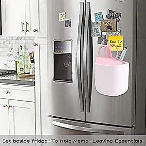 JDGOOMA Pencil Holder - Self-Adhesive Wall Mount Pen Cup,Marker Pot,Writing Utensil Storage Organizer for Fridge,Locker,Whiteboard,home and office - White - 2Pcs/Set