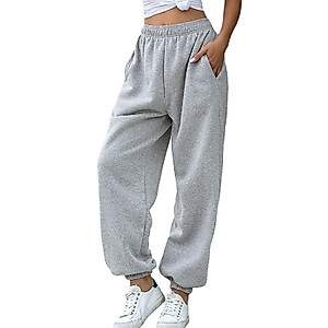 Sweatpants for Teen Girls,Women's High Waisted Joggers Summer Workout Baggy Yoga Pants Cinch Bottom Trousers (Grey#2, S)