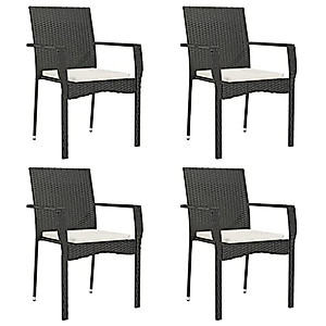 WFAUIBR Dining Set with Cushions 5 Piece Patio ，Lawn Chairs Set ，Outdoor Patio Sets，for Portico, Backyard, Balcony, Garden, Living Room，Black，5 Piece 59.1"