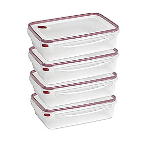 Sterilite 03426604 16.0 Cup BPA Free Rectangle UltraSeal Food Storage Container, For Meal Prep, Leftovers, or Work Lunch, Dishwasher Safe, Red 16 Pack