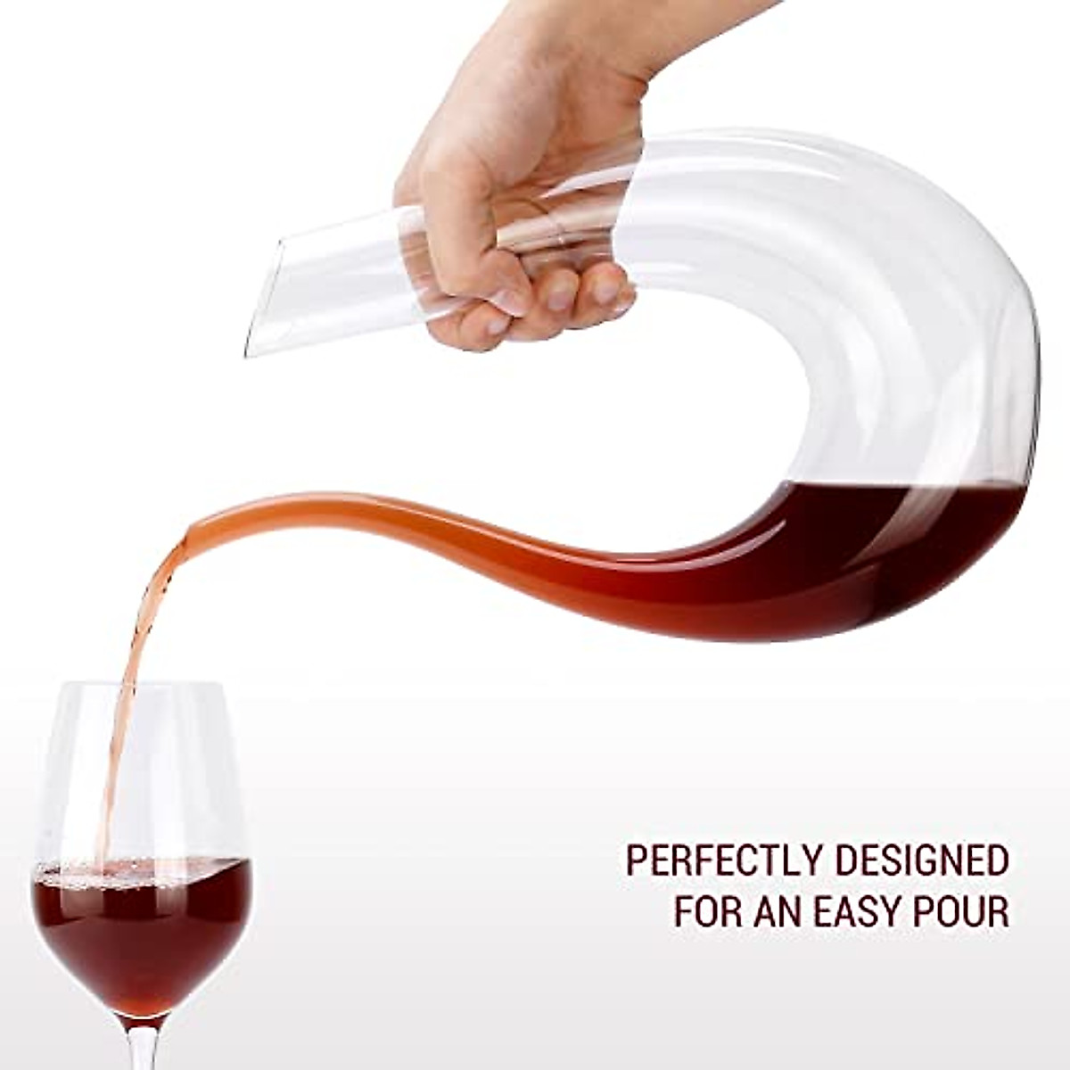 Gnimihz Wine Decanter - Handmade Lead-free Crystal Swan-neck Decanter, Elegant and Effective Wine Accessories, Wine Gifts, 1500ml