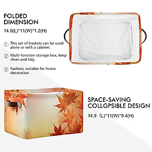 senya Thanksgiving Basket Fall Basket, Large Storage with Handles Thanksgiving Autumn Leaves Golden Maple Fabric Collapsible Storage Bins Organizer Bag for Storage
