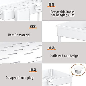 SZIPJAMP Under Sink Organizers and Storage 2 Tier Under Sink Organizer Drawer White Matte Portable Shelf Storage Shelf for Desktop Office Home