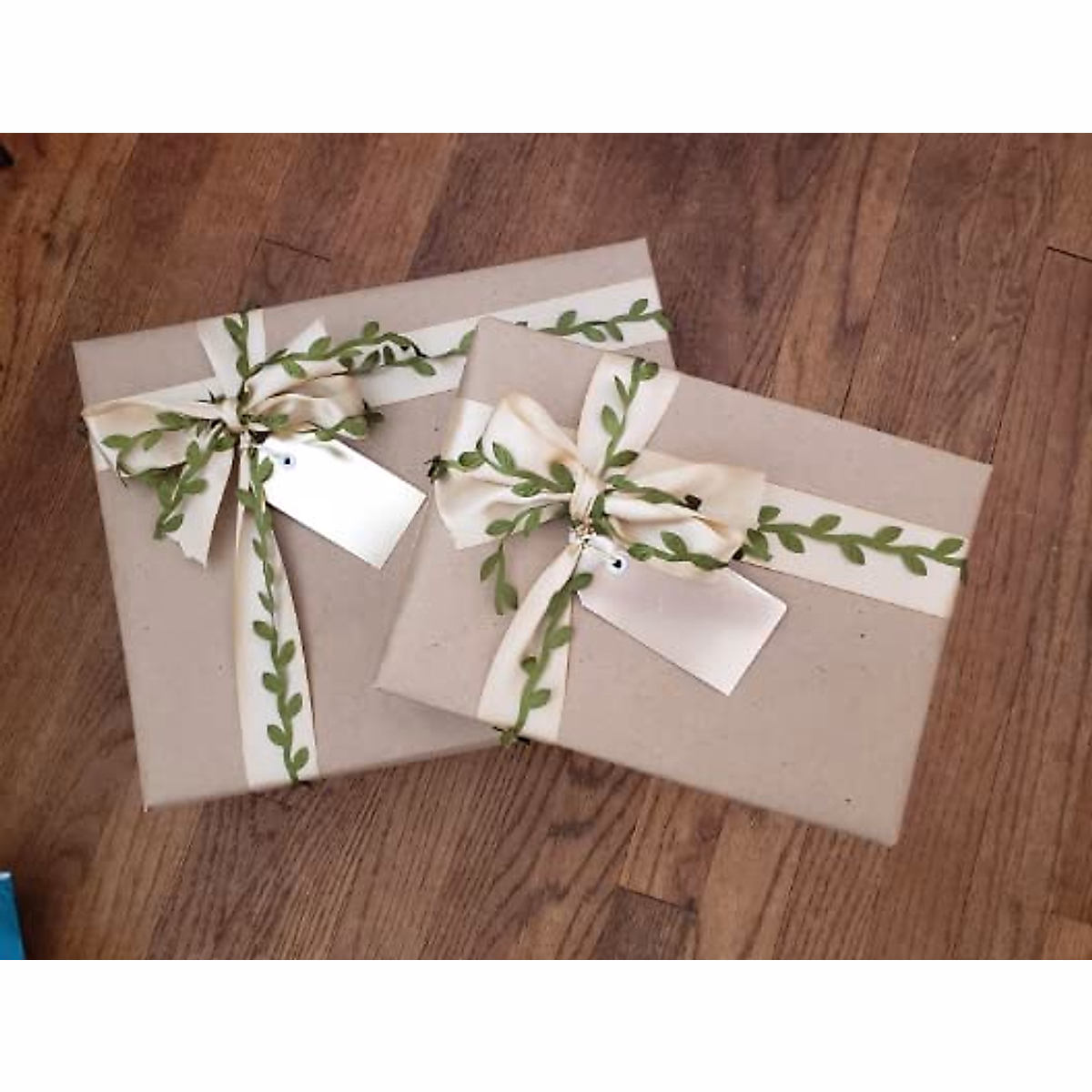 Leaf Ribbon for Crafts 21.8 Yards Artificial Vines Olive Green Fake Leaves Trim Ribbons for Gift Wrapping Wedding Baby Shower Decoration