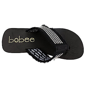 Bobee Women's 2" Platform Beach Thong Sandal Thick Strap Flip Flop Black 8