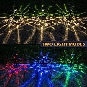 LeiDrail Solar Outdoor Lights, Solar Powered Waterproof Garden Pathway Lights with 2 Modes, RGB Changing/Warm Glass Stainless Steel Landscape Lighting for Yard Lawn Walkway - 8 Pack