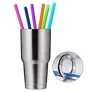 Tegion 12 Inch Extra Long Reusable Silicone Straight Straws for Extra Tall Tumbler 40 OZ Hydro Flask,32 OZ Blender Bottle Nutribullet, Nutri Ninja Cups