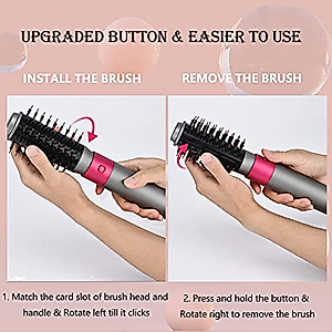 Hair Dryer Brush, Upgraded Detachable Hot Air Brush Set, with 4 Brush Heads Hair Dryer and Volumizer, Negative Ion Hair Dryer Brush for Reducing Frizz and Static