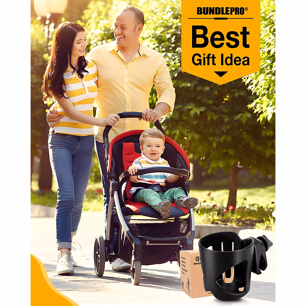 Stroller Cup Holder, Universal Drink Holder for Bikes, Trolleys or Walkers, Fits Most Cups