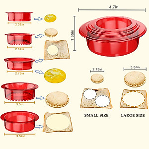 Sandwich cutter and sealer Set Uncrustables Sandwich Cookie Bread Pancake Maker Perfect for Kids Lunchbox and Bento Box (RED) …