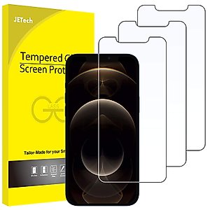 JETech Screen Protector for iPhone 12 Pro Max 6.7-Inch, Tempered Glass Film, 3-Pack