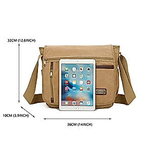 Sunsomen Messenger Bag For Man,Canvas Satchel Bag Crossbody Bag Shoulder Bag Vintage 14 Inch (Blue)