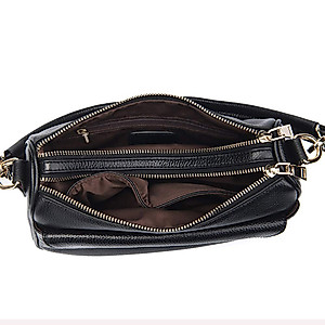 Fashion Shoulder Bag Elegant Women Quality Genuine Leather for Ladies Girl Black