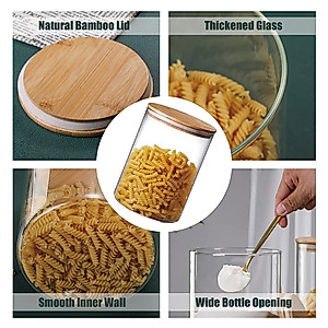 INCETUE 3000ML / 100 FL Oz Glass Storage Jar with Wood Lid, Stackable Clear Cylinder Bottle Canister Pantry Jar with Air Tight Bamboo Lid for Food, Coffee, Flour, Sugar, Spaghetti, Herb, Cookie, Tea