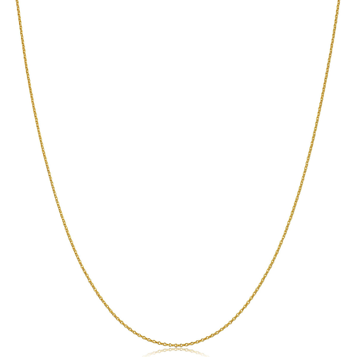 Kooljewelry 14k Yellow Gold 0.8 mm Flat Round Cable Chain Necklace (16 inch)