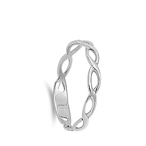 Wave Infinity Solid Beautiful Ring New .925 Sterling Silver Band Size 2