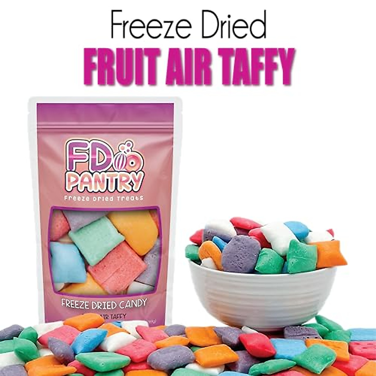 Freeze Dried Air Taffy Candy - Variety Fruit Flavors, 3.5oz | Strawberry, Melon, Cherry, Raspberry, Orange, Grape, Mystery | Crunchy Snack Sour Treat, Gift