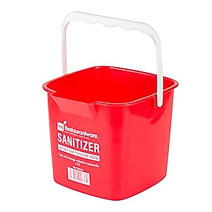 Restaurantware RW Clean 6 Quart Cleaning Bucket 1 Detergent Square Bucket - With Measurements Built-In Spout And Handle Red Plastic Utility Bucket For Home Or Commercial Use