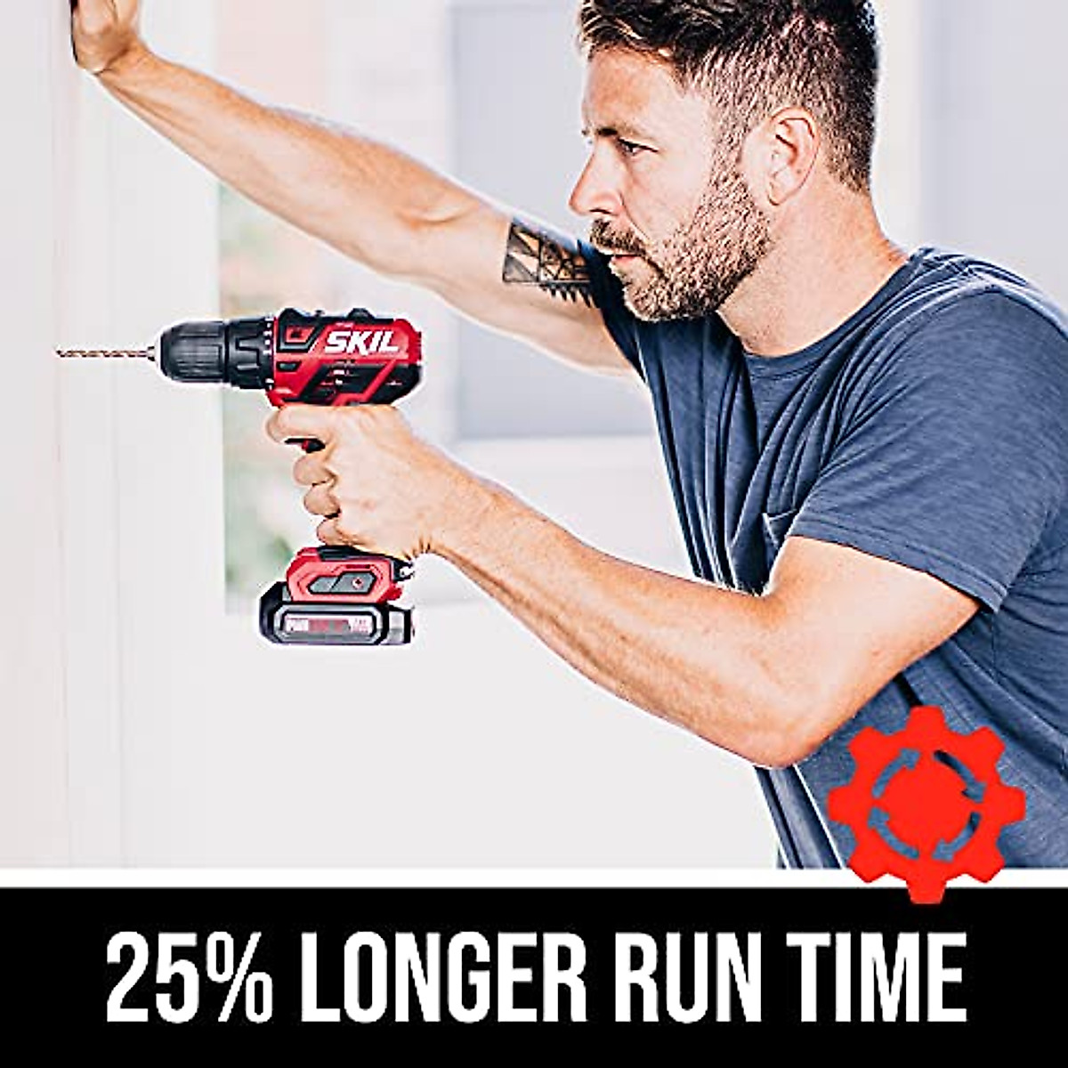 SKIL 2-Tool Drill Combo Kit: PWR CORE 12 Brushless 12V 1/2" Cordless Drill Driver & Brushless 1/4" Hex Cordless Impact Driver, Includes 2.0Ah Lithium Battery & PWR JUMP Charger - CB742901, Red