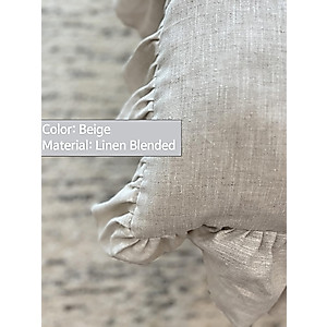 cozymomdeco Korean Made Chair Pad Slipcover Chair Cushion Cover Ties with Ruffle Farmhouse Decor No Cushion Insert, (Solid Beige)