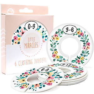 Baby Closet Size Dividers - Rustic Floral Nursery Closet Dividers for Baby Clothes - Dividers by Month for Baby Girl Nursery Decor - Flower Baby Closet Dividers for Clothing Racks - [Rustic Floral]
