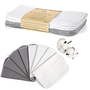 haakaa Reusable Cotton Cloth Wipe - Ultra Soft Absorbent Baby Diaper Wipe|Washable Home Kitchen Cleaning Rags|Safe Personal Baby Care Tissue -8PK Size S