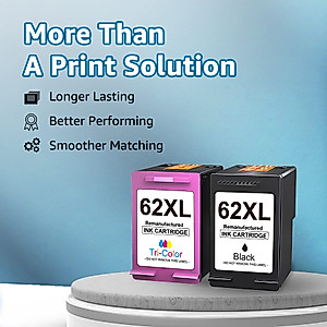 Palmtree Remanufactured 62XL Ink Cartridges Black and Color Replacement for HP 62XL Ink Cartridge Combo Pack for HP Ink 62 XL Work with HP Envy 7640 5660 7645 5540 OfficeJet 5740 8040 200 250 (2 Pack)