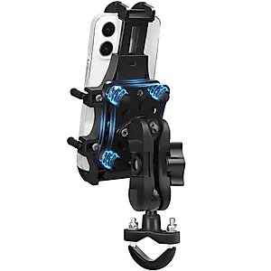 ZIDIYORUO Motorcycle Phone Mount with Vibration Dampener, One-Hand Operation Motorcycle Bike Phone Holder Holds 4.7"-7.1" Cell Phones on Handlebar, Cell Phone Holder for Bike Motorcycle Scooter ATV