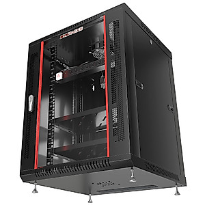 Server Rack - Wall Mount Network Enclosure - Locking Wall IT Cabinet - 19 Inch Rack Av Audio Video Rack Lockable Cabinet Network Rack - Powerbar - Shelf - Fan - Feet (15U (24" w x24 d x30 h))
