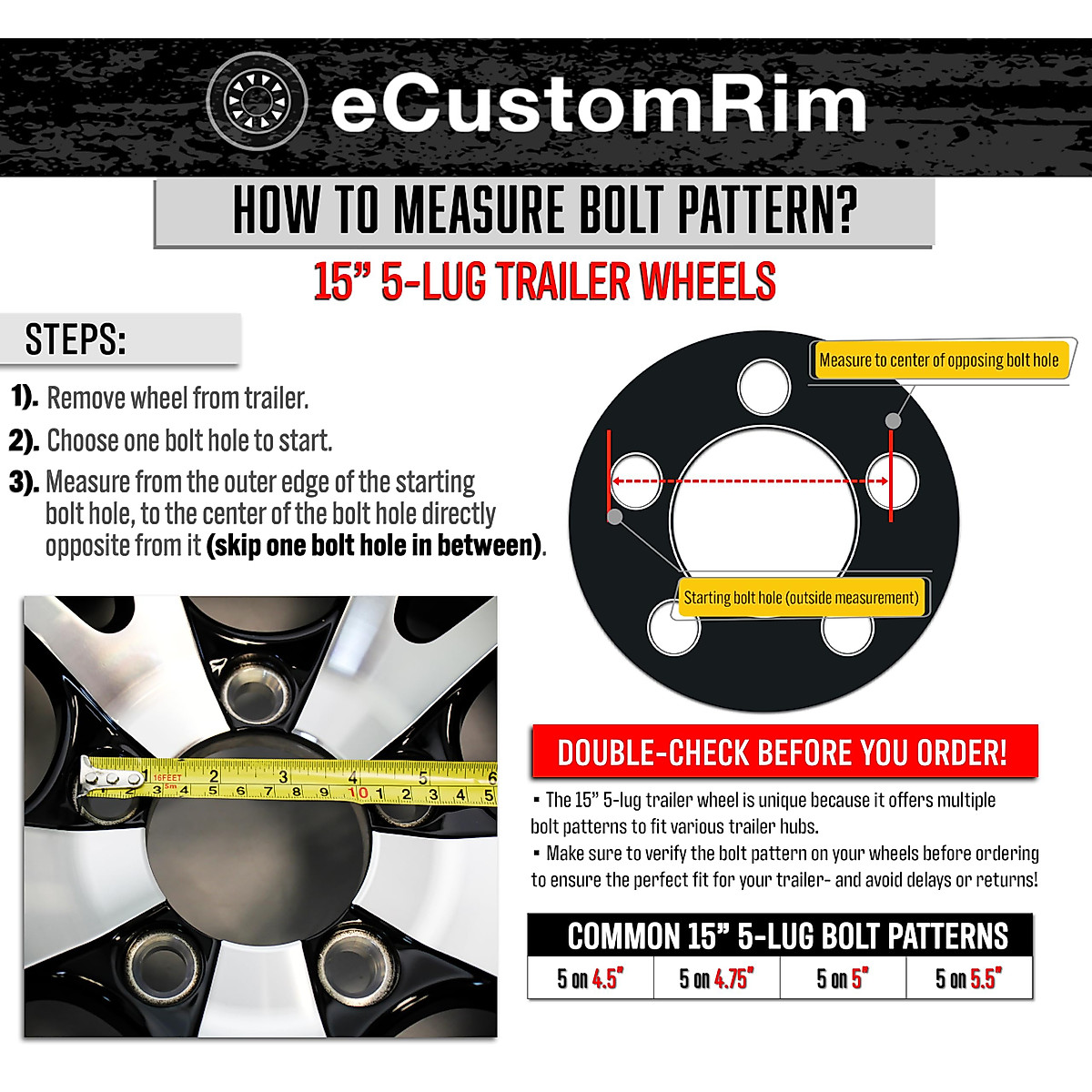 eCustomrim Trailer Tire On Rim ST175/80D13 175/80 D 13 Load Range C 5 Lug White Spoke Wheel - 2 Year Warranty w/Free Roadside