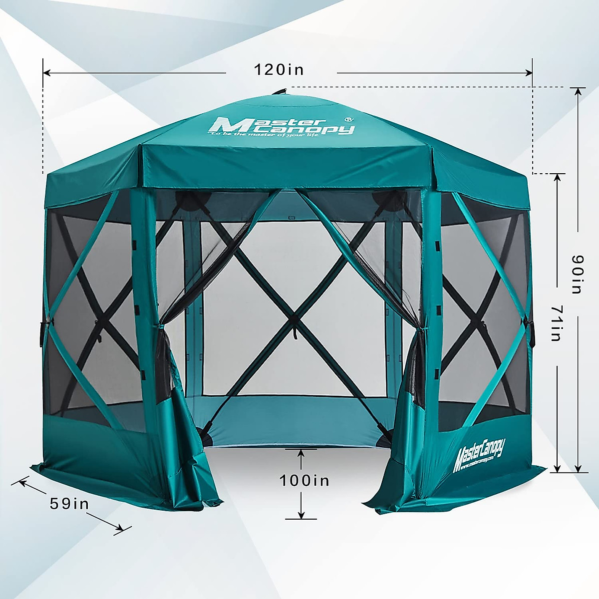 MASTERCANOPY 10x10 Portable Screen House Room Pop up Gazebo Outdoor Camping Tent with Carry Bag (10x10,Green)