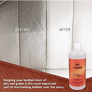Leather Master Soft Leather Cleaner 33.8 oz/Liter - Soft Leather Cleaner for use of Leather Furniture, Car Interior, Apparel, Boots, Shoes, and Bags.