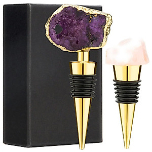 Klarity Reusable Wine Bottle Stoppers - Decorative Gem Wine Stopper For Champagne, Red Wine - Reusable Elegant Crystal Saver Topper For Liquor - Natural Stone, Silicone Seal - For 14-20mm Bottle Mouth