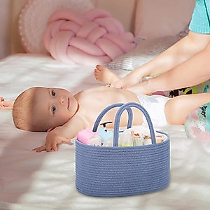 COMSE Baby Diaper Caddy, Diaper Basket, Baby Car Organizer, Diaper Change Organizer, Gift Baskets Empty, Portable Basket with Divider, Folkstone Gray