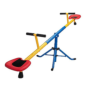 Kids Seesaw Teeter Totter, 2-Person Heavy Duty Playground Equipment for Backyard 360 Degrees Rotation Toddlers Metal with Stopper Pole, Outdoor Kindergarten Activity Facility for Playground Backyard