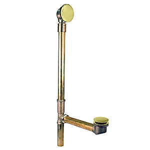 Westbrass D326HBJ-03 25" Bath Waste Assembly with Ball Joint, Tip-Toe Drain and Illusionary Overflow Faceplate, Polished Brass