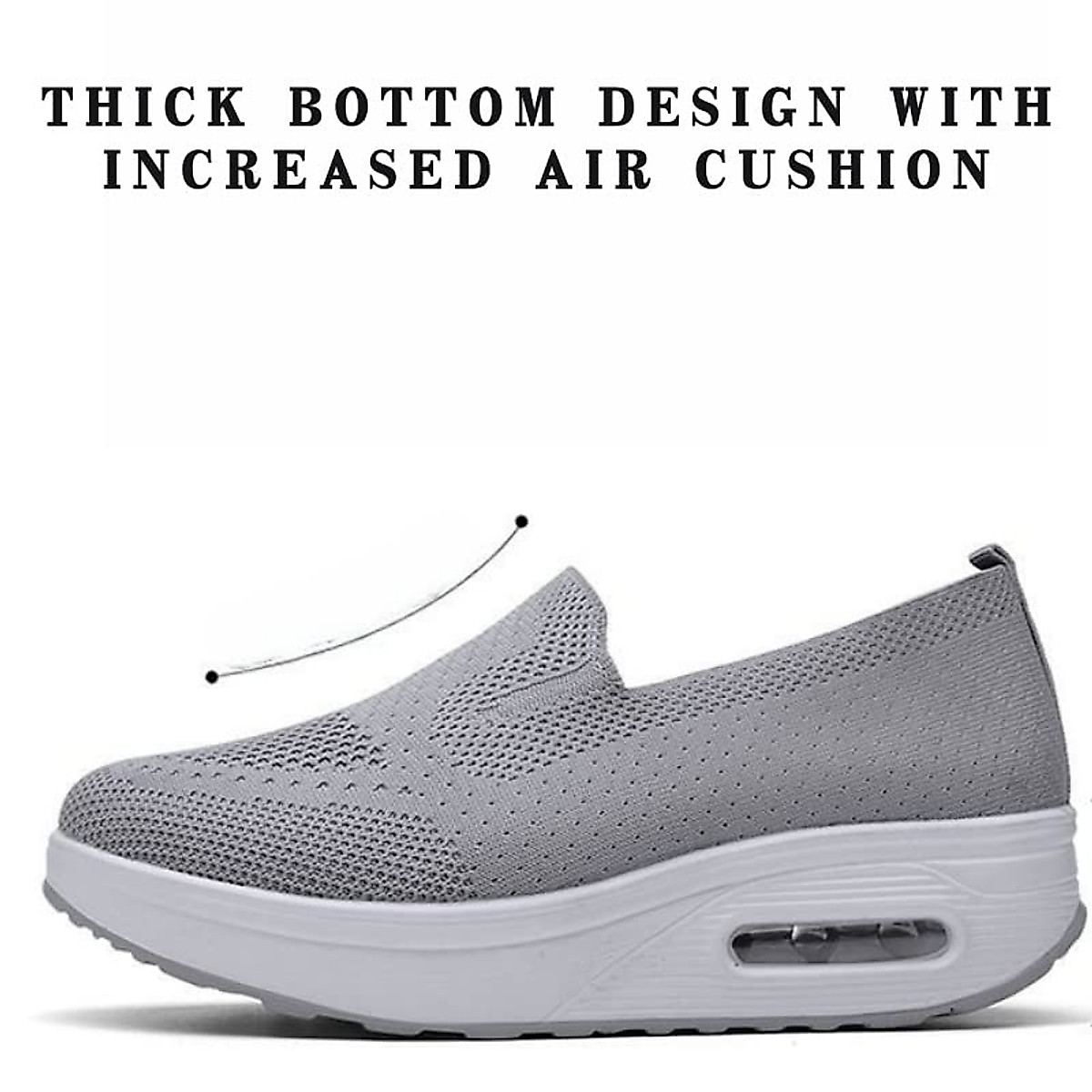 Women's Orthopedic Sneakers, Air Cushion Sole Mesh Up Stretch Platform Sneakers, Cozy Fashion Sneaker Walking Shoes for Elderly Ladies Black