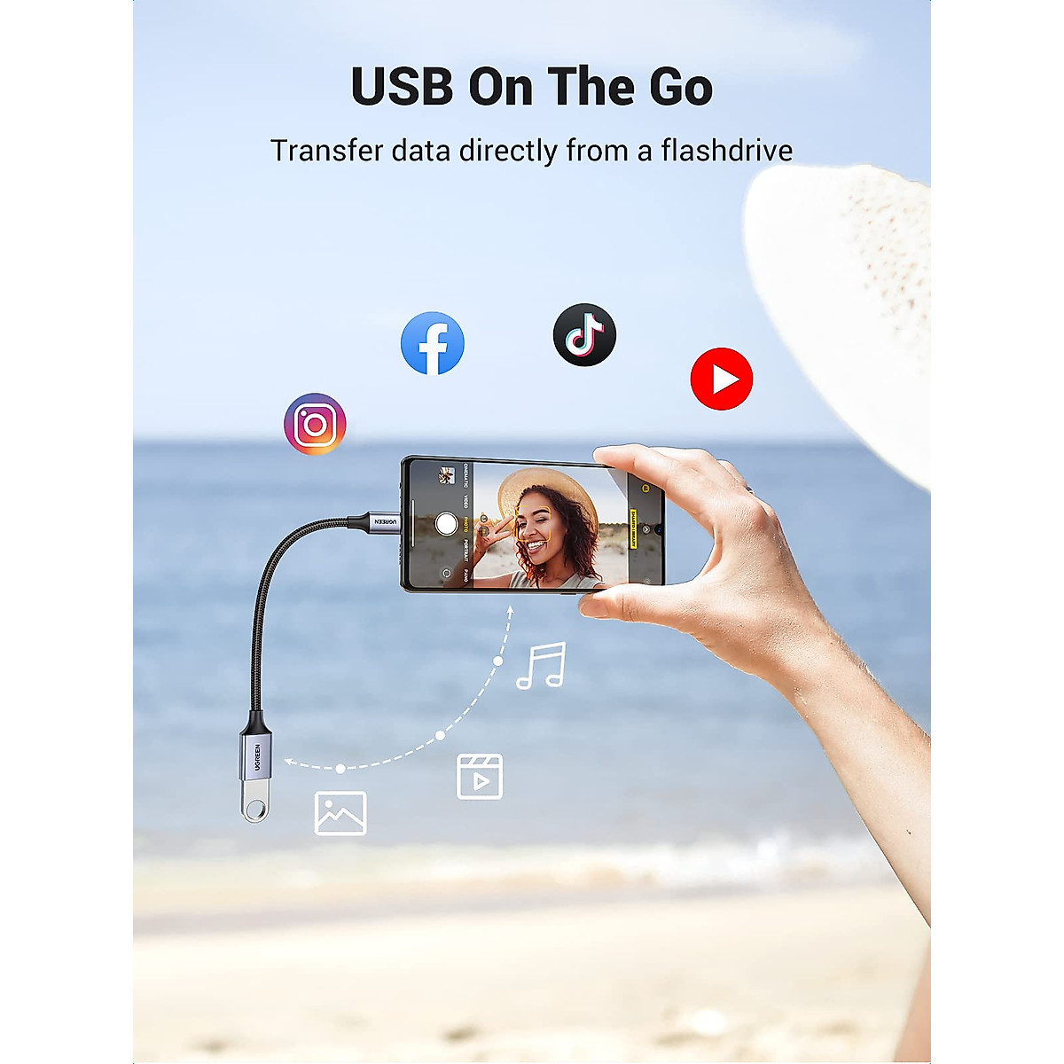 UGREEN USB C to USB 3.1 Gen 1 Adapter Type C OTG Cable USB C Male to USB Female Adapter USB A to USB C Charger Cable Compatible with MacBook Pro MacBook Air/Mini iPad Pro iPhone 13 Pro Samsung Galaxy