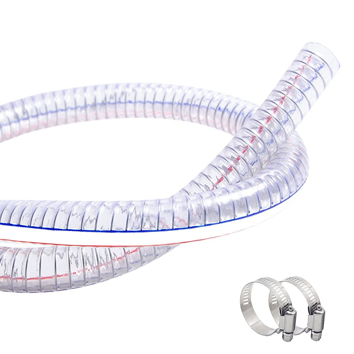 QuQuyi 3/4 Inch ID x 1 Inch OD Heavy-Duty Steel Wire Suction PVC Flexible Tubing High Pressure UV Chemical Resistant Thick Vinyl Hose Tube, 3.3 FT