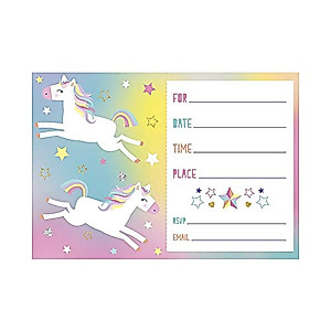 Unique Magical Purple Unicorn Invitations (Pack of 8) - Perfect for Kids Birthdays & Special Events