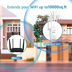 BKBKDAY 2023 New 4X Faster WiFi Extender Signal Booster,up to 10000 sq.ft - 1200Mbps Wall-Through Strong WiFi Booster,Broader Coverage Than Ever,Wireless Signal Repeater Booster -Dual Band 5GHz/2.4GHz