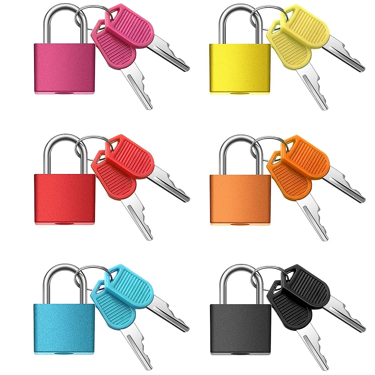 Luggage Locks with Keys Suitcase Locks Mini Metal Keyed Padlocks for Backpack Boxes Laptop Bag School Gym Locker 23mm (Fresh Color,6 Pieces)