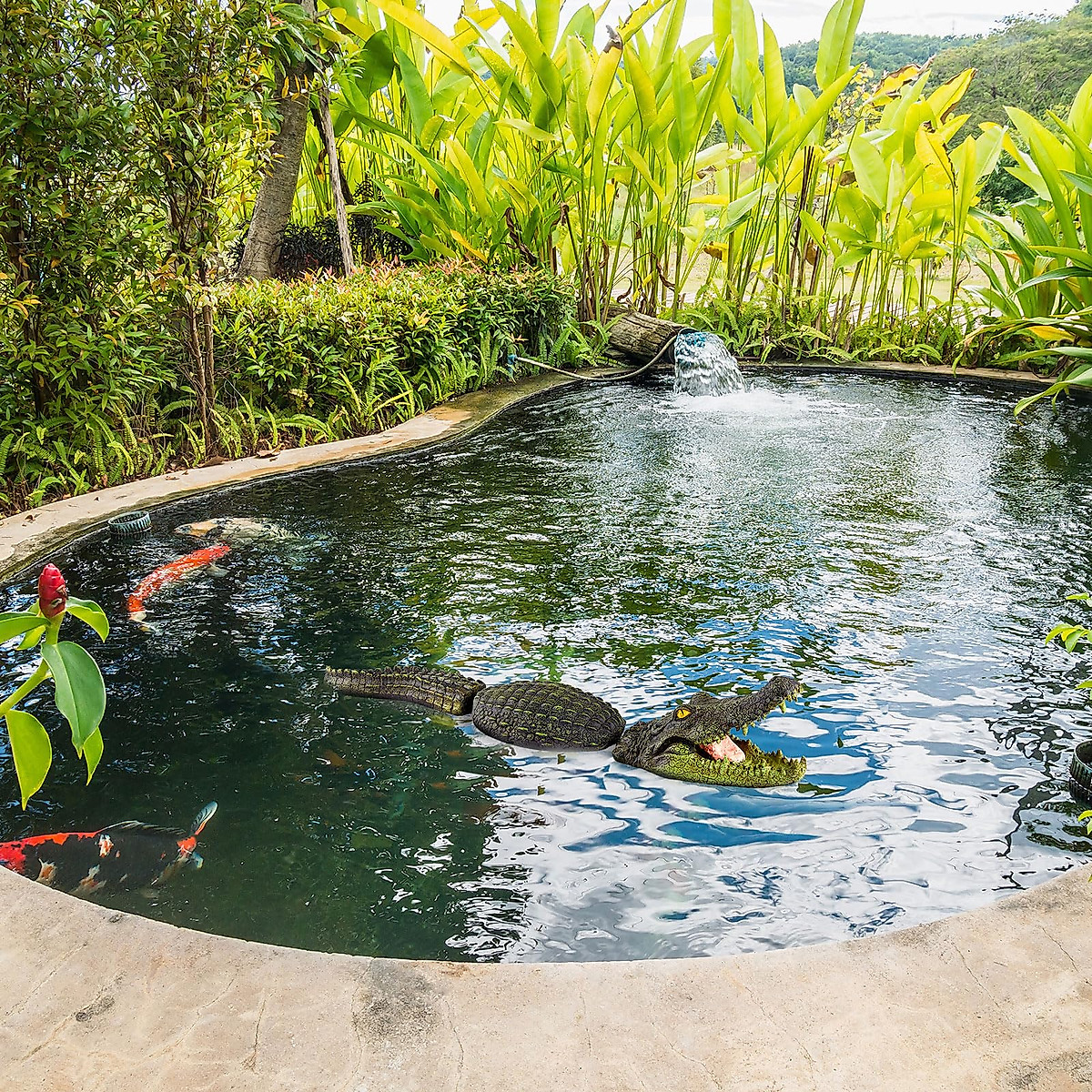 Sotiff 31.5 Inches Floating Alligator Decoy Floating Crocodile Decoy for Pool Fake Alligator Pool Float Statue Toy Garden Animal Figurines Water Pond Decorations for Pond Outdoor Yard, Green