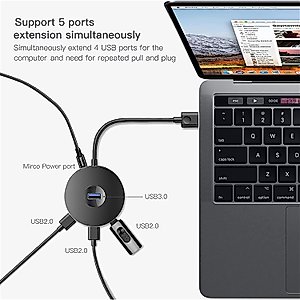 USB 3.0 4-Port USB Hub 5gbps Adapter USB Type C Hub Computer Pc for MacBook Huawei Type C USB 3.0 Hub (Type C,Black) (Type C,Black)
